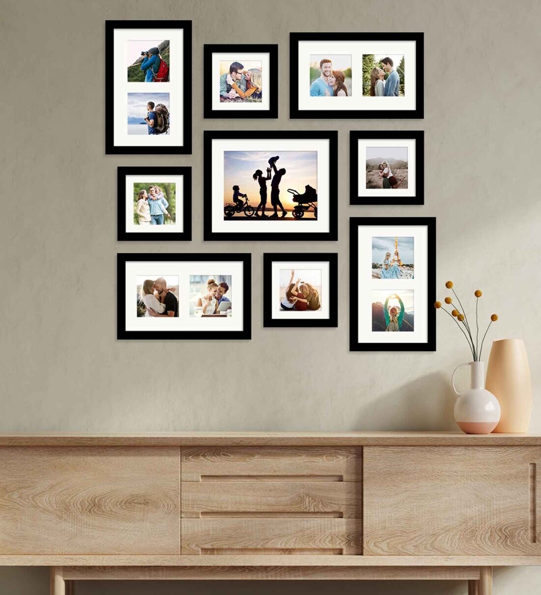 Buy Black Synthetic Wood Aria Wallset Of 9 Collage Photo Frames Online ...