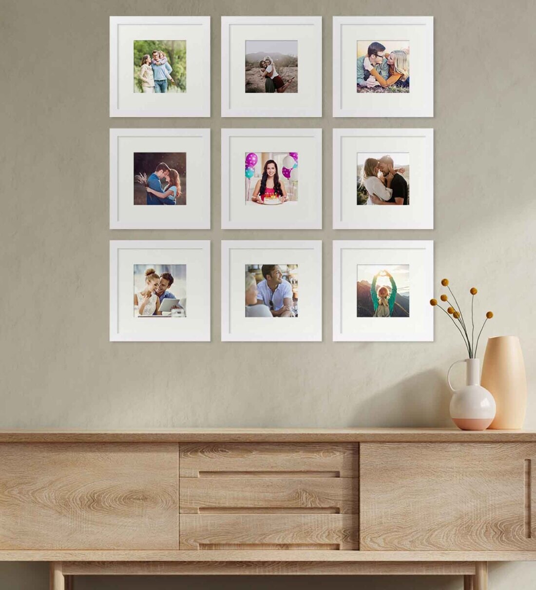 Buy White Synthetic Wood Ryleigh Wallset Of 9 Collage Photo Frames at 9 ...