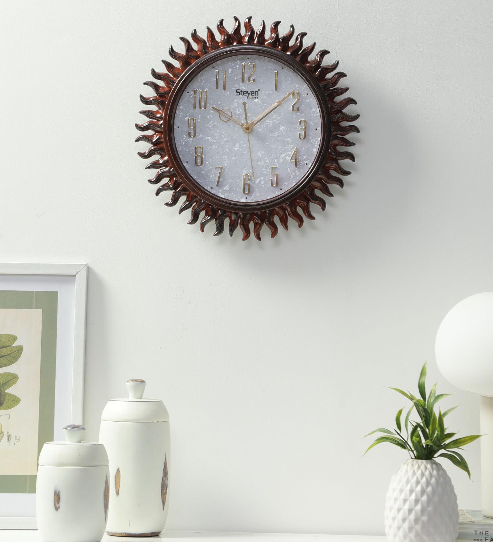 Buy Synthetic Sun Designed Wall Clock In Brown at 23% OFF by ...