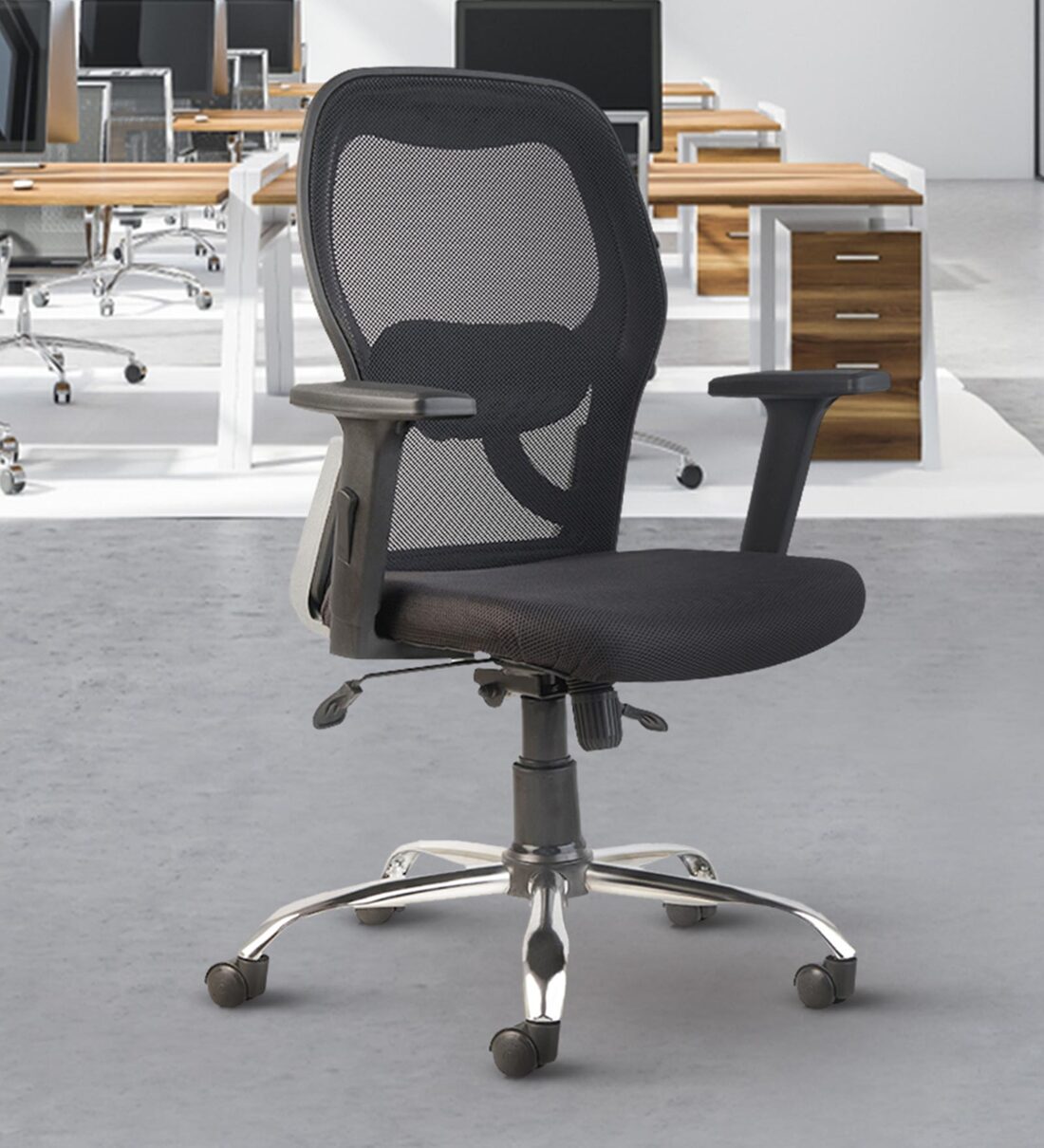 Buy Tauras Mid back Breathable Mesh Ergonomic Chair in Black Colour ...