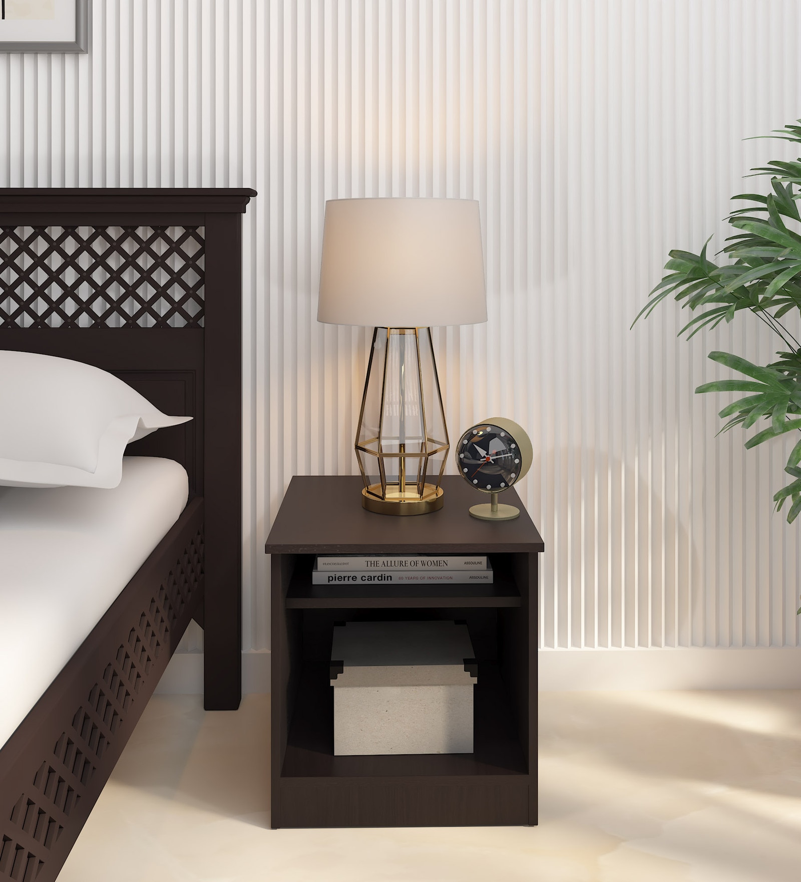 Buy Takeo Bedside Table in Walnut Finish Online - Modern Bed Side ...