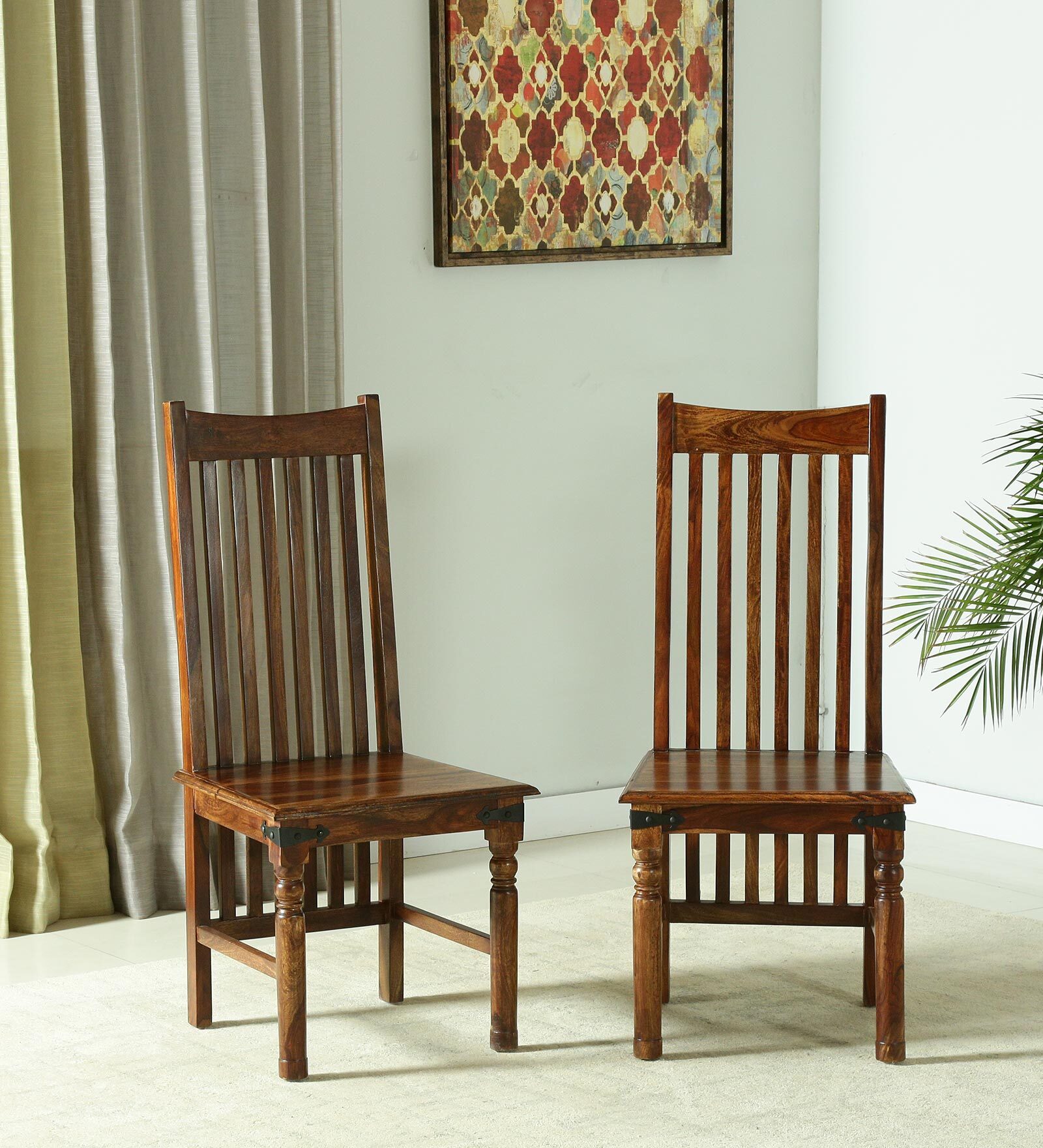Buy Takhat Sheesham Wood Dining Chair In Provincial Teak Finish (Set Of ...