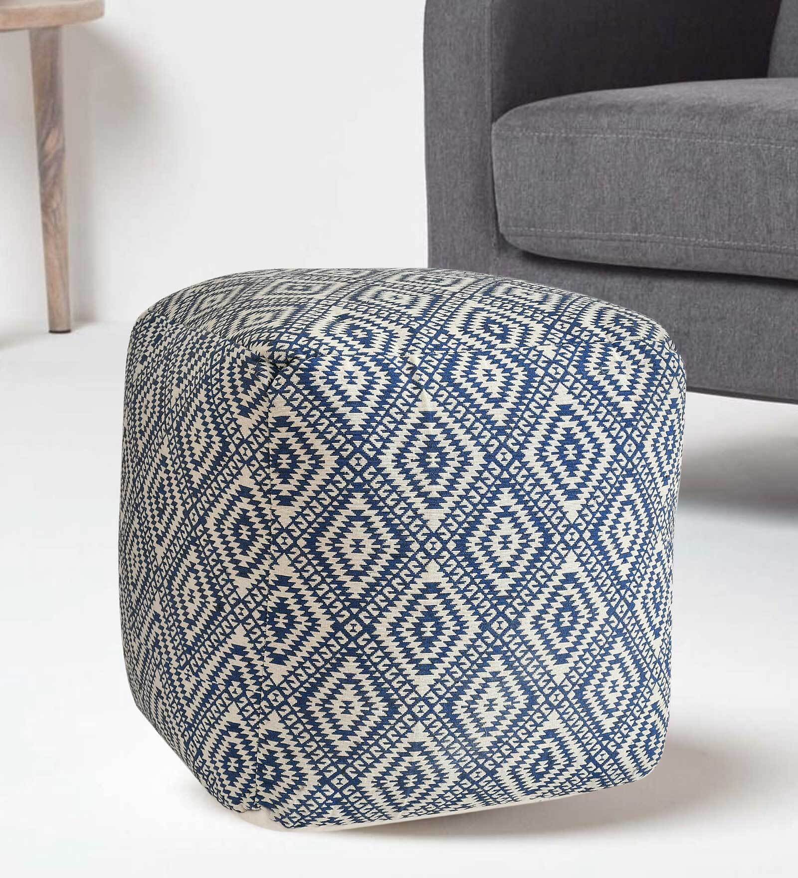 Buy Teviston Fabric Pouffe in Blue Colour at 54% OFF by COMFIDELITAS ...