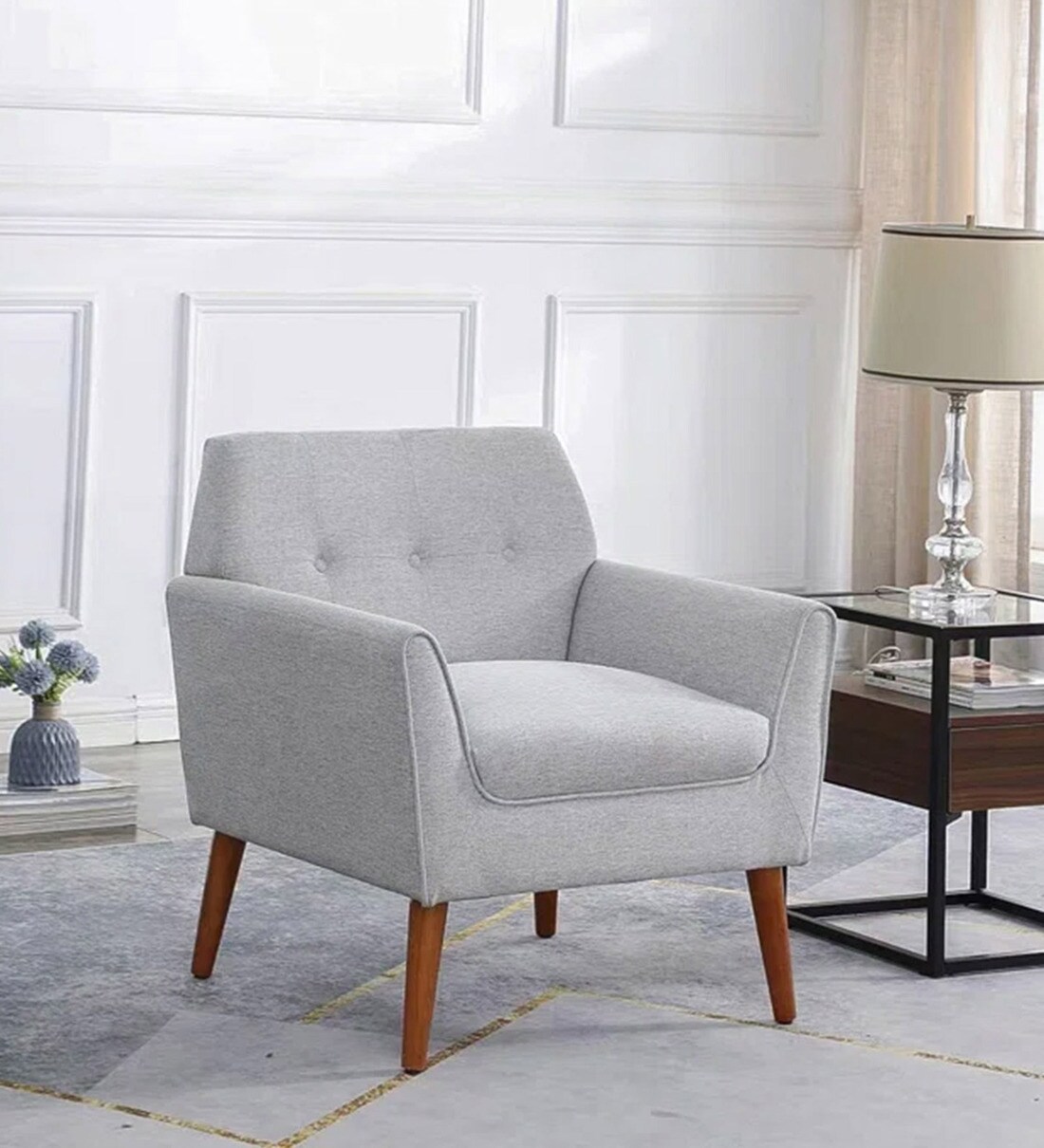 Buy Thomas Fabric Arm Chair in Off White Colour at 37% OFF by Timberly ...
