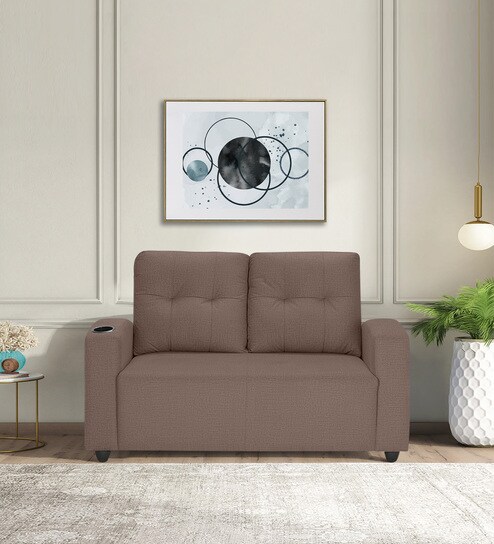 Buy Topaz Fabric 2 Seater Sofa In Husk Brown Colour By Trevi Furniture ...