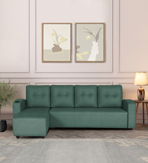 Buy Topaz Fabric RHS 6 Seater Sectional Sofa In Azure Blue Colour ...