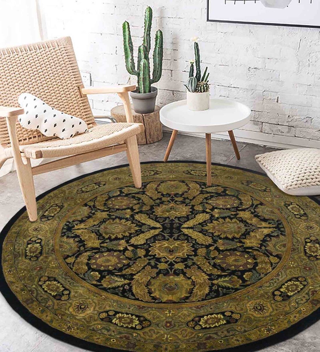 Buy Black Woollen Dream 9ft X 9ft Hand-Tufted Carpet by Saraswati ...