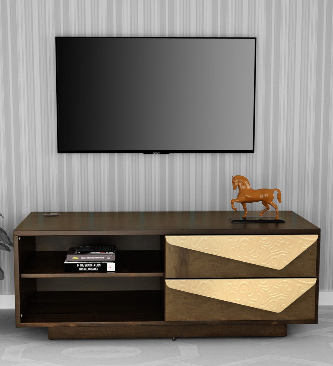 Buy Triangle TV Console for TVs up to 50\ with 2 Drawers in Natural ...