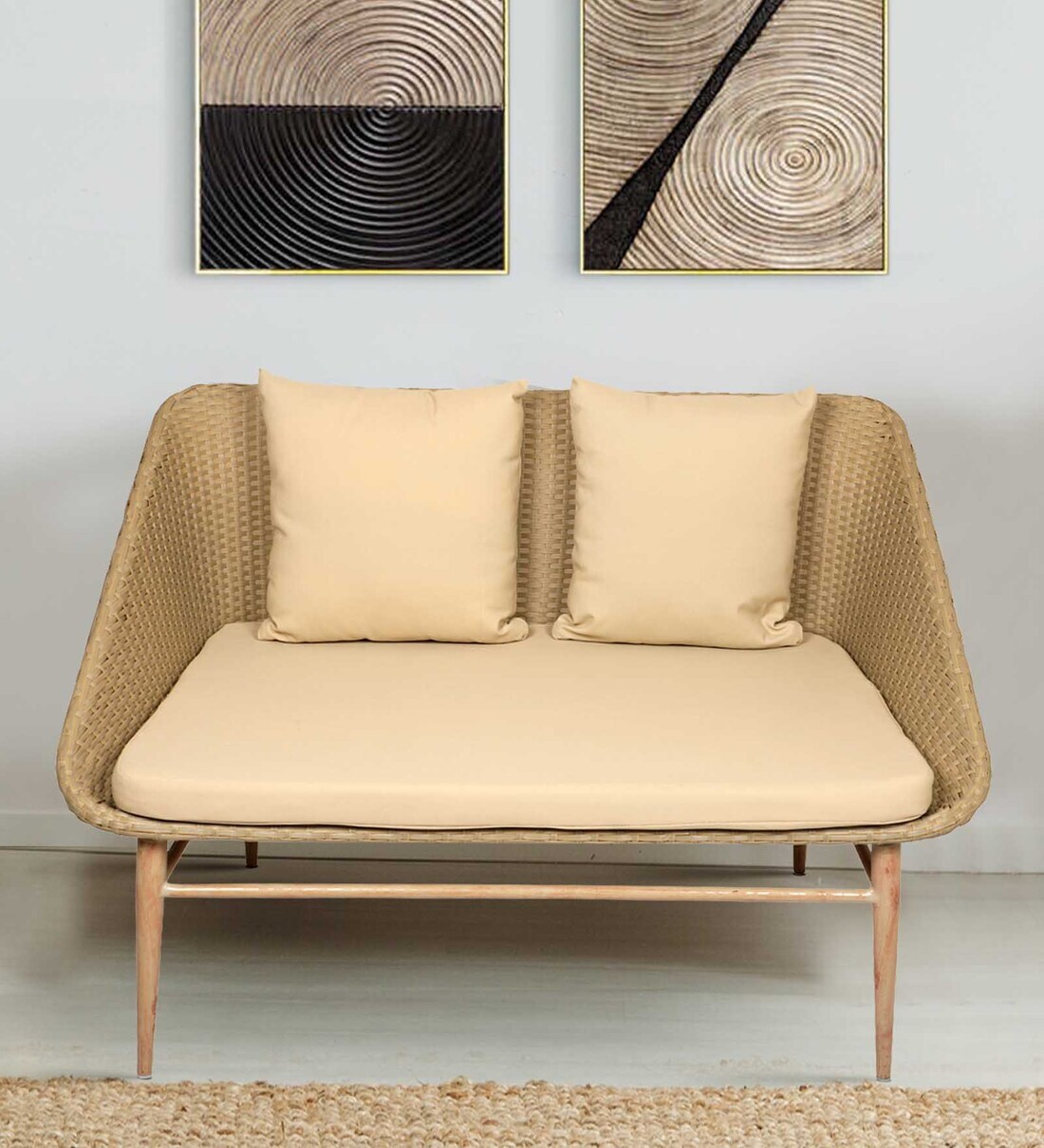 Buy Triangulum 2 Seater Sofa In Beige Colour Online - Contemporary 2 ...