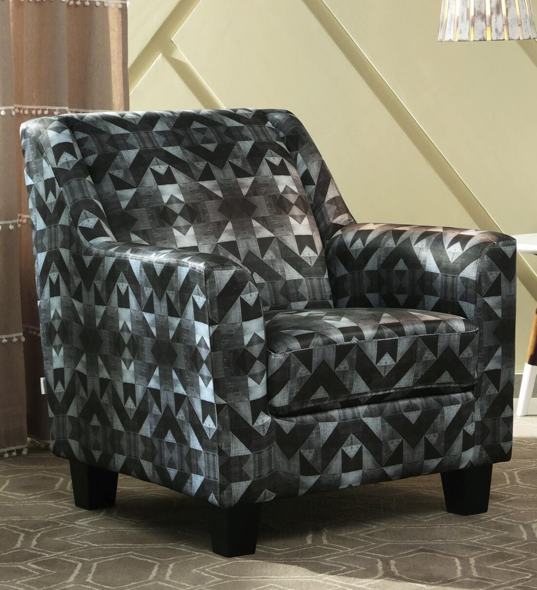 Buy Voorst Fabric Full Back Lounge Chair In Black Abstract Print Online ...