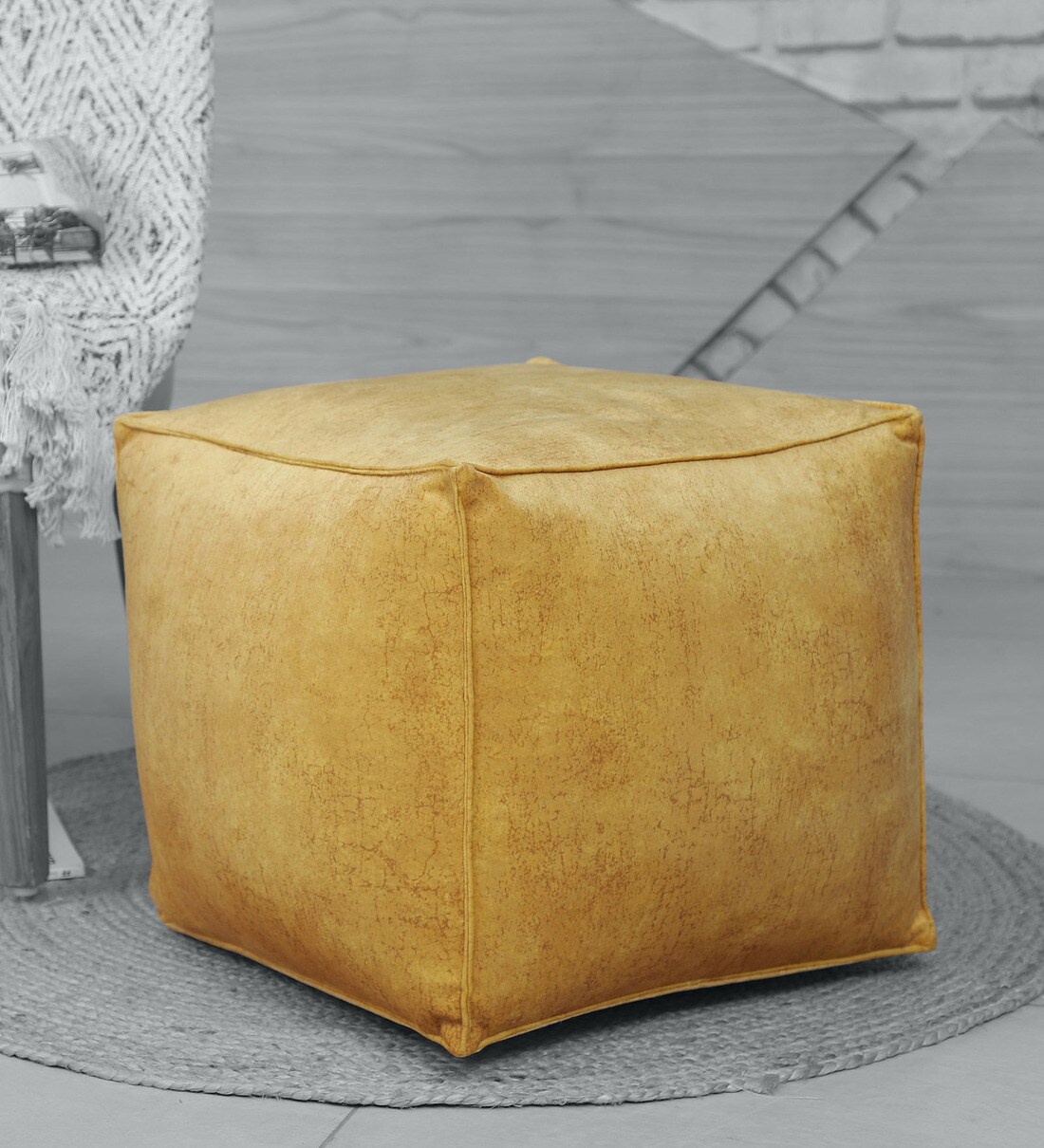 Buy Trisa Pouffe in Yellow Colour Online - Pouffes - Pouffes ...