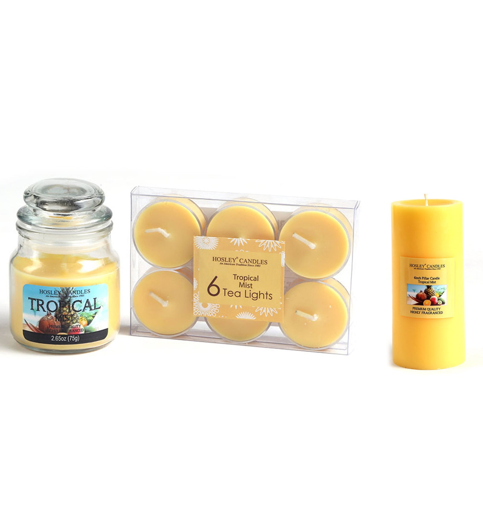 Buy Tropical Mist Aroma Set of 7 Scented Candles by Hosley Online ...