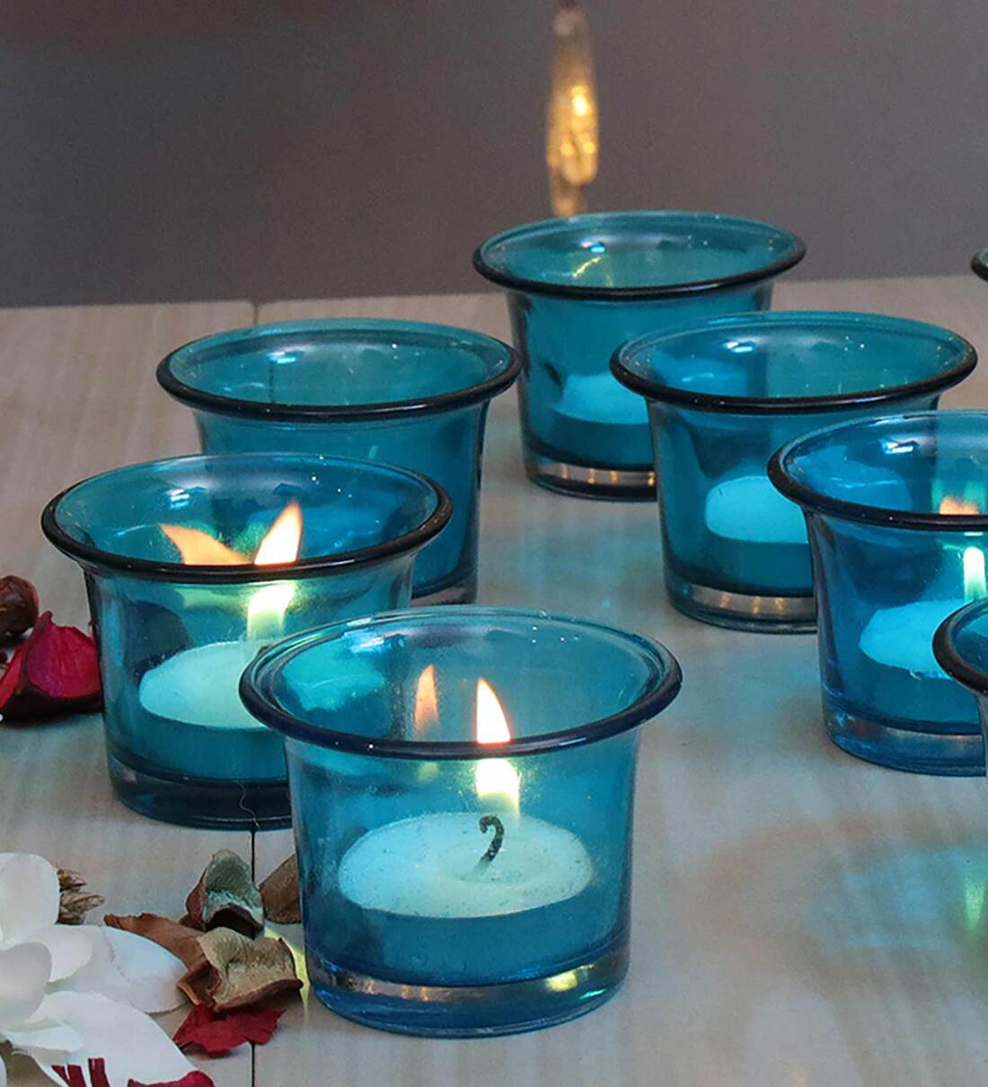 Buy Turquoise Glass Noel Votive & Tea Light Holders (Pack Of 6) at 68% ...