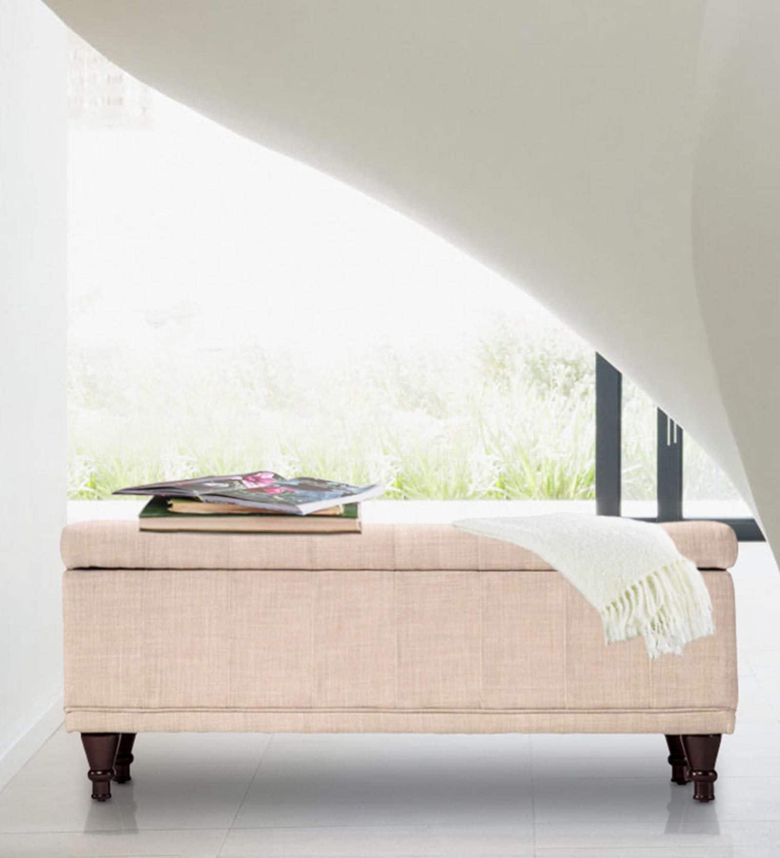 Buy Tufted Flip-Top Settee with Storage in Sand Colour by Dreamzz ...