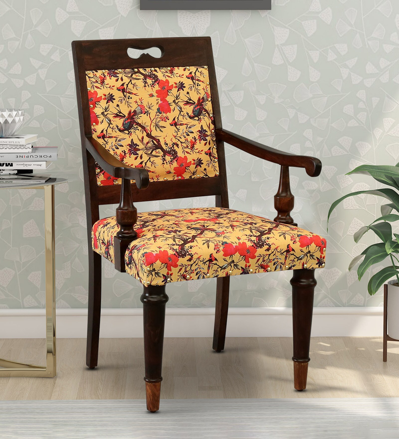 Buy Calveley Sheesham Wood Arm Chair In Warm Chestnut Finish Online ...