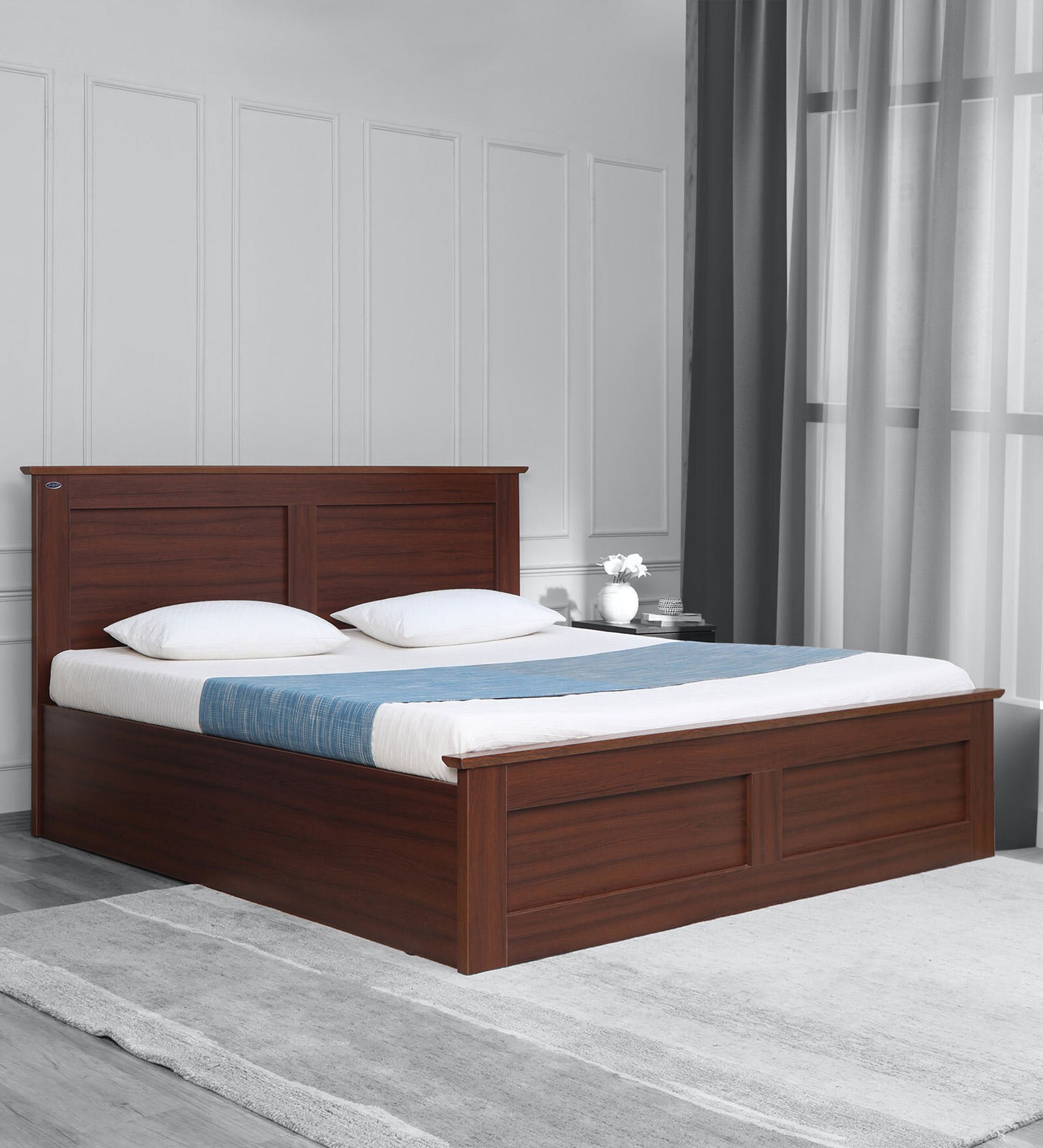 Buy Tuscan King Size Bed with Storage in Burma Teak Finish Online ...