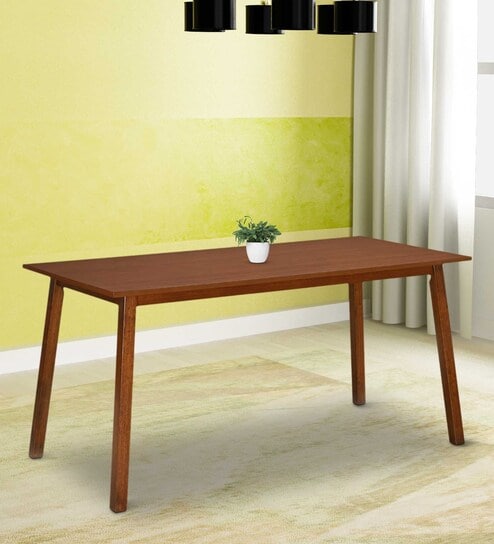 Buy Tune 6 Seater Dining Table in Walnut Finish Online - Contemporary 6 ...