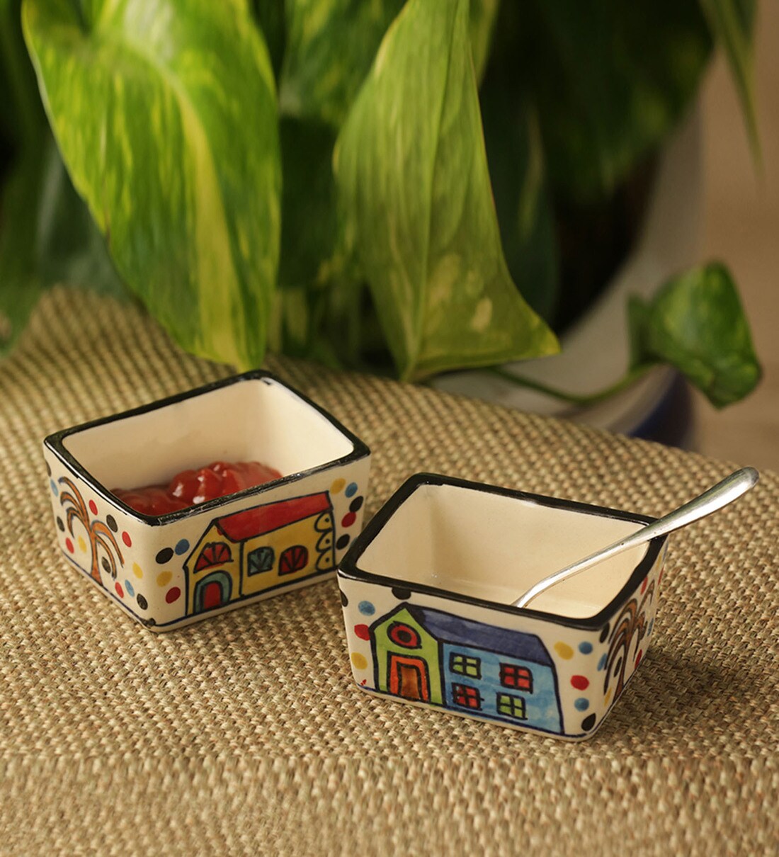Buy Two Dips 80ml White & Blue Ceramic (Set of 2) Serving Bowl Online ...