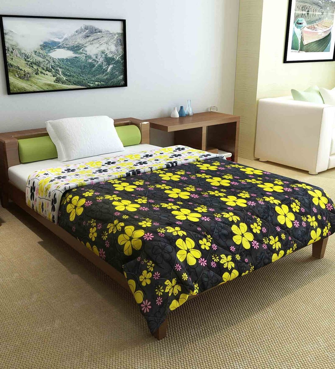 Buy Black Polyester 100 AC Room Single Bed Comforter by Divine Casa ...