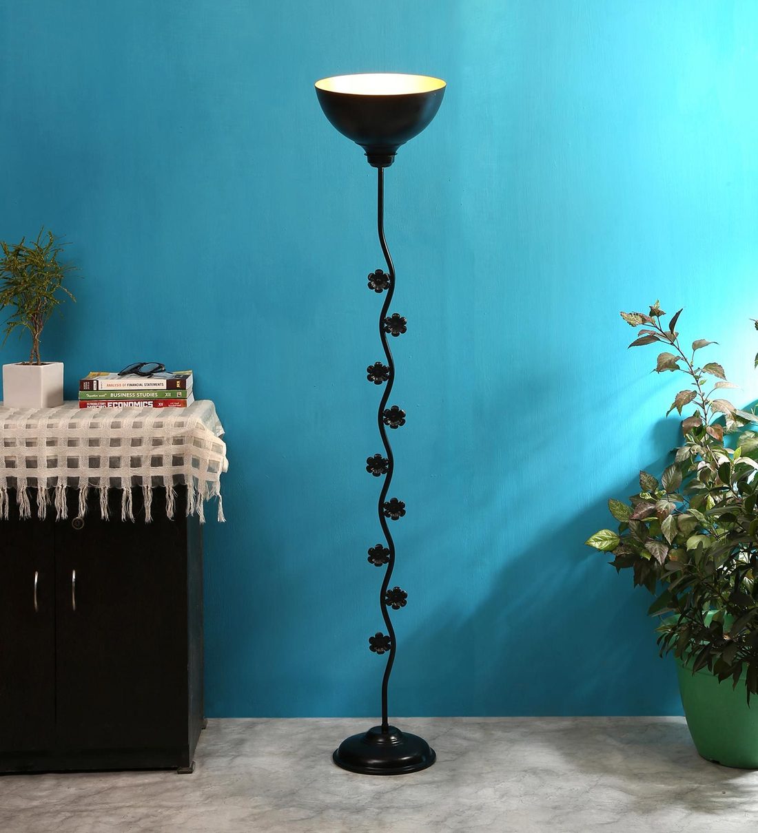 Buy Uplighter Big Rose Black Metal Shade Floor Lamp with Black Base by ...