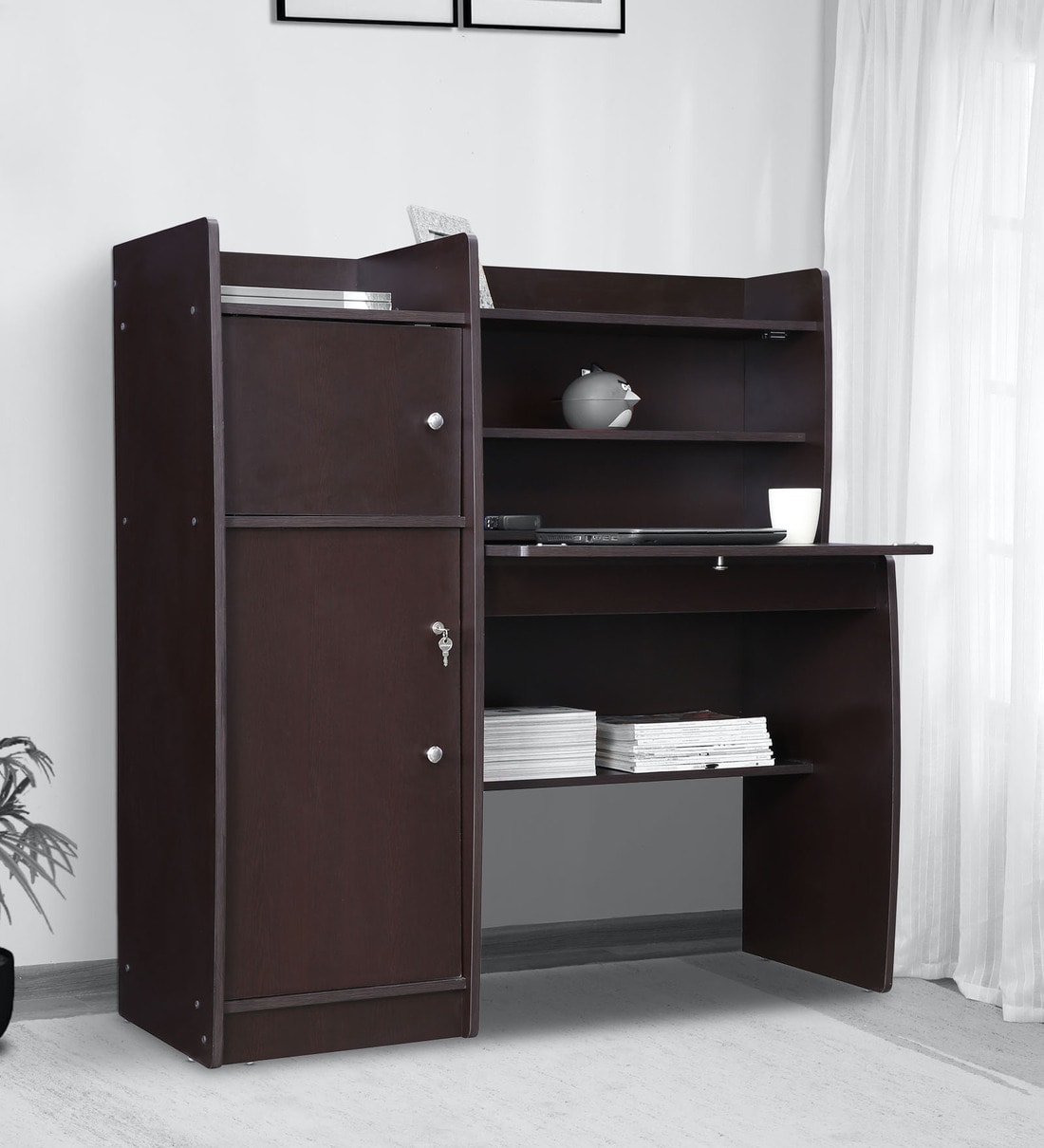 Buy Venus Study Table with 2 Cabinet in Wenge Colour Online - Hutch ...