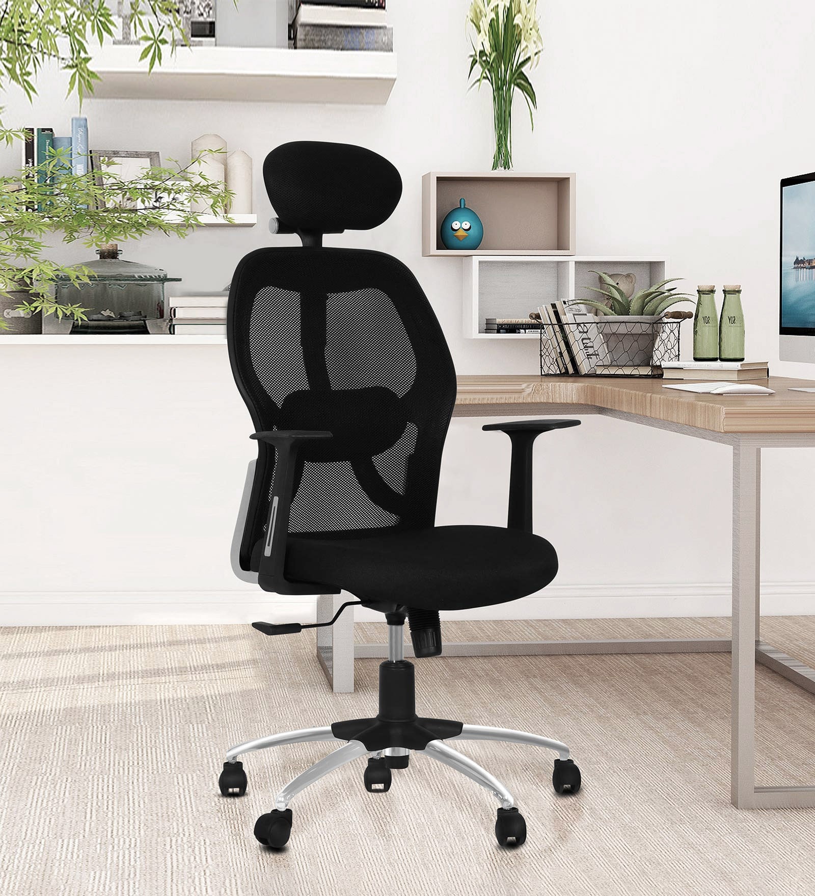 Buy Venus Breathable Mesh Ergonomic Chair in Black Colour with Headrest ...