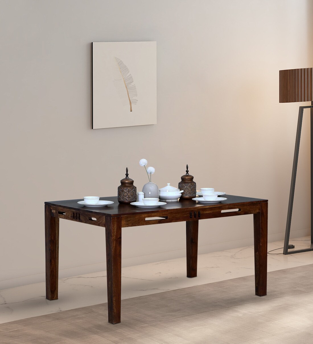 Buy Vipra Sheesham Wood 6 Seater Dining Table In Provincial Teak Finish ...