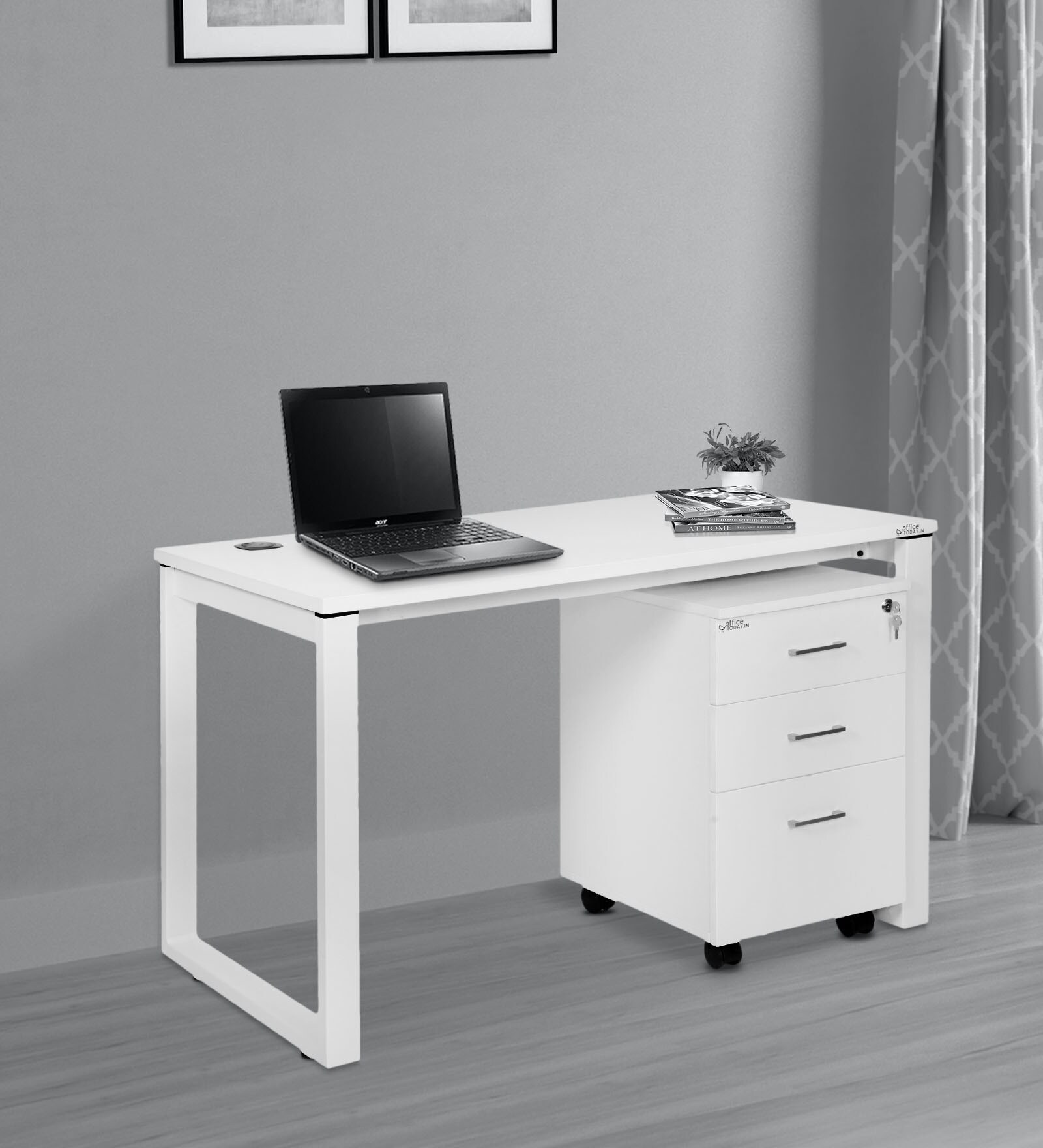 Buy Victoria Office Table in White Finish Online - Work Stations ...