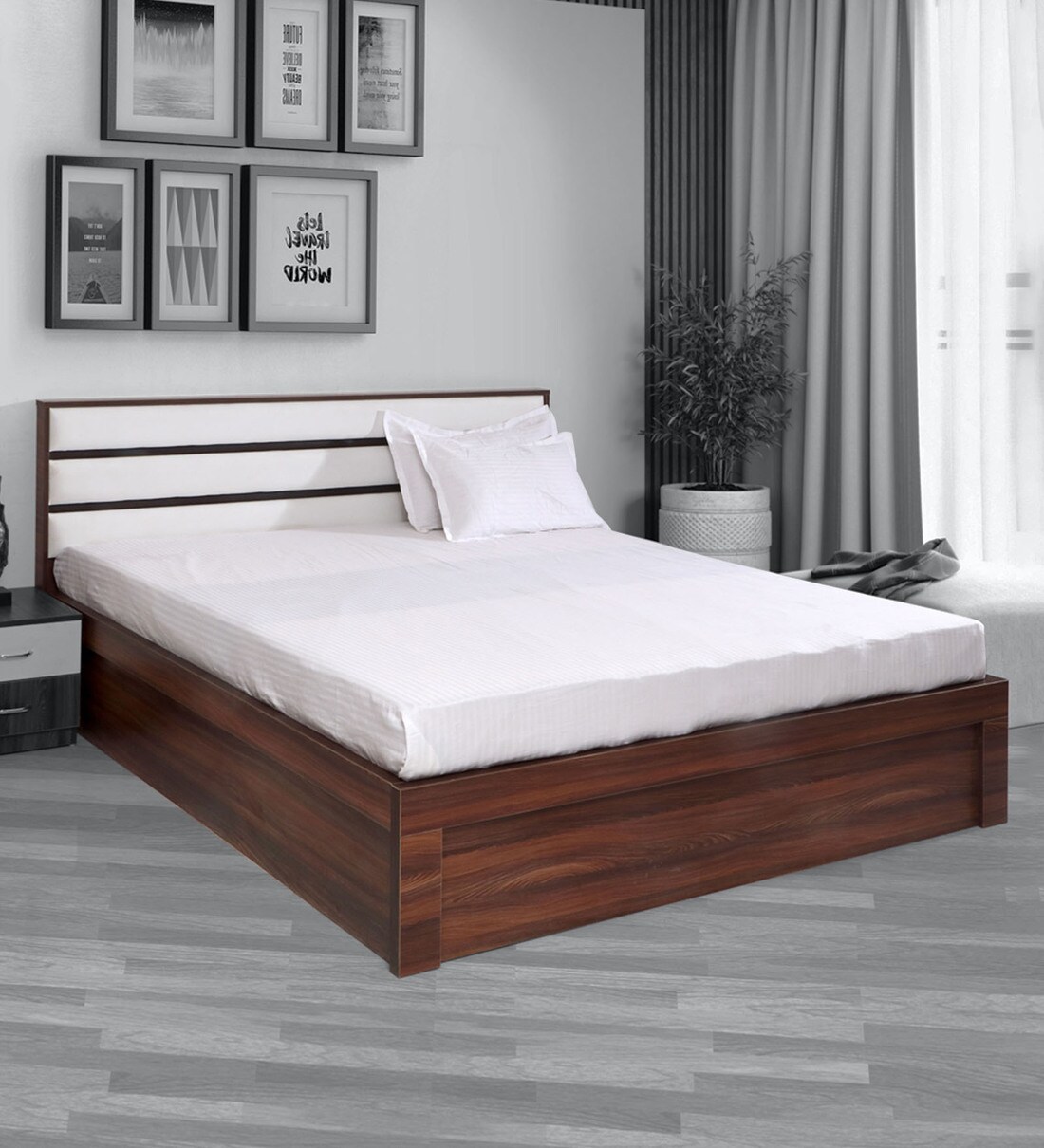 Buy Walton King Size Bed With Hydraulic Storage In Walnut Colour at 57% ...