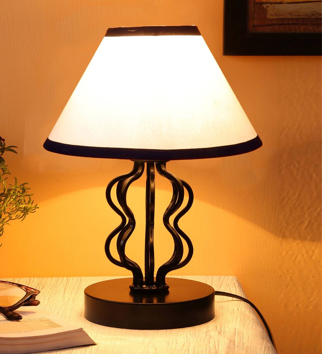 Buy White & Black Shade Table Lamp With Iron Base By New Era at 71% OFF ...