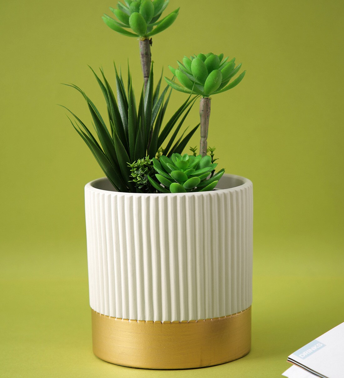 Buy White & Gold Ceramic Planter by Tayhaa at 71% OFF by Tayhaa | Pepperfry