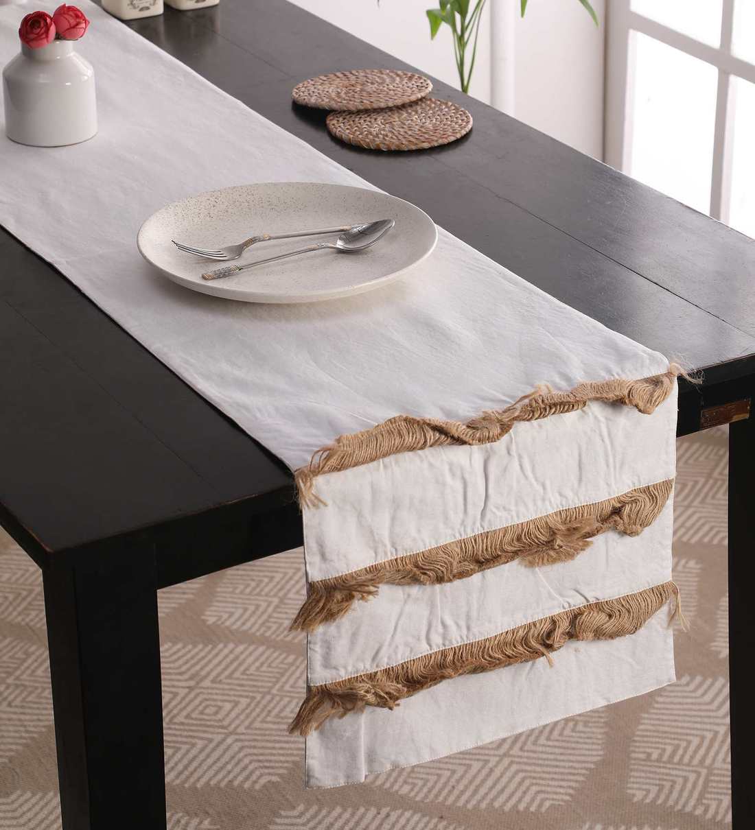 Buy White Cotton 72x12 Inches Table Runner by Solaj at 43% OFF by Solaj ...