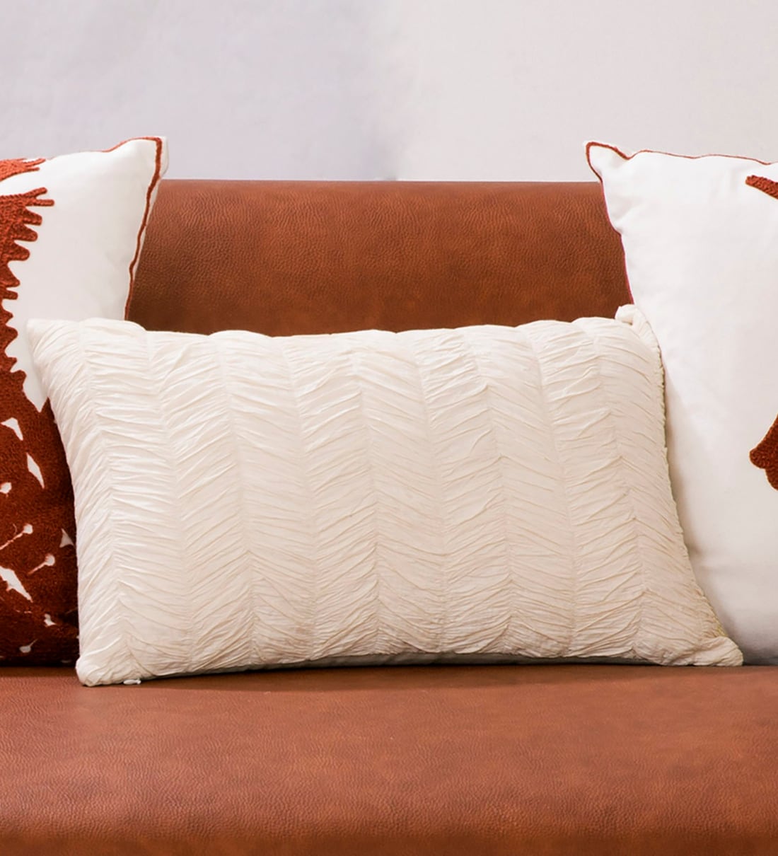 Buy Geometric Cotton White Cushion Cover 20 x 12 inches by CLG Retail ...