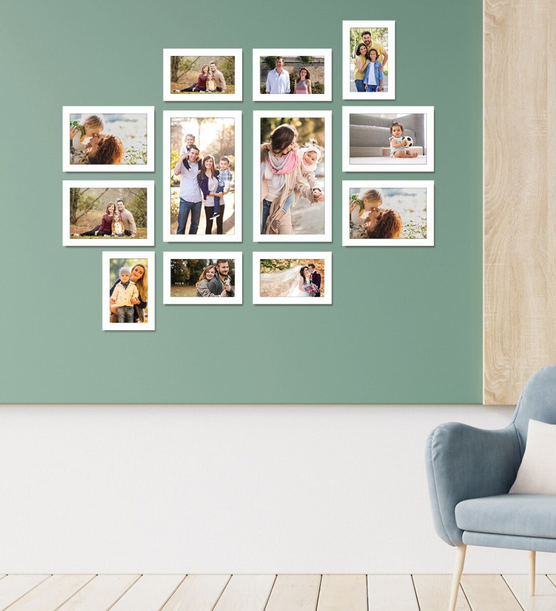 Buy White Engineered Wood Collage Photo Frames, Set of 12 by Random at ...