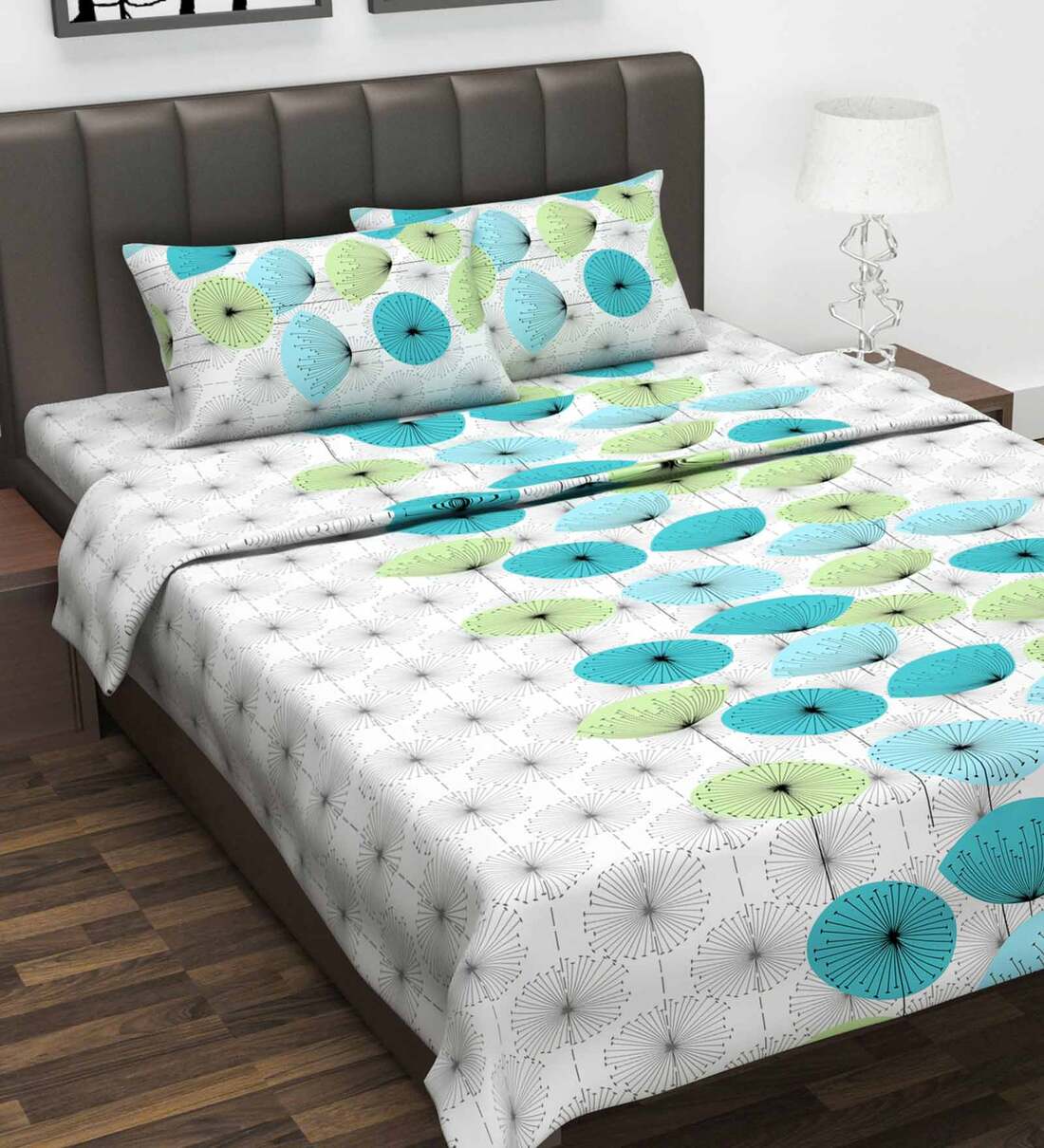 Buy White Floral 144 TC Cotton 4 Pieces Bedding Set Classic Marigold Collection by Divine Casa ...