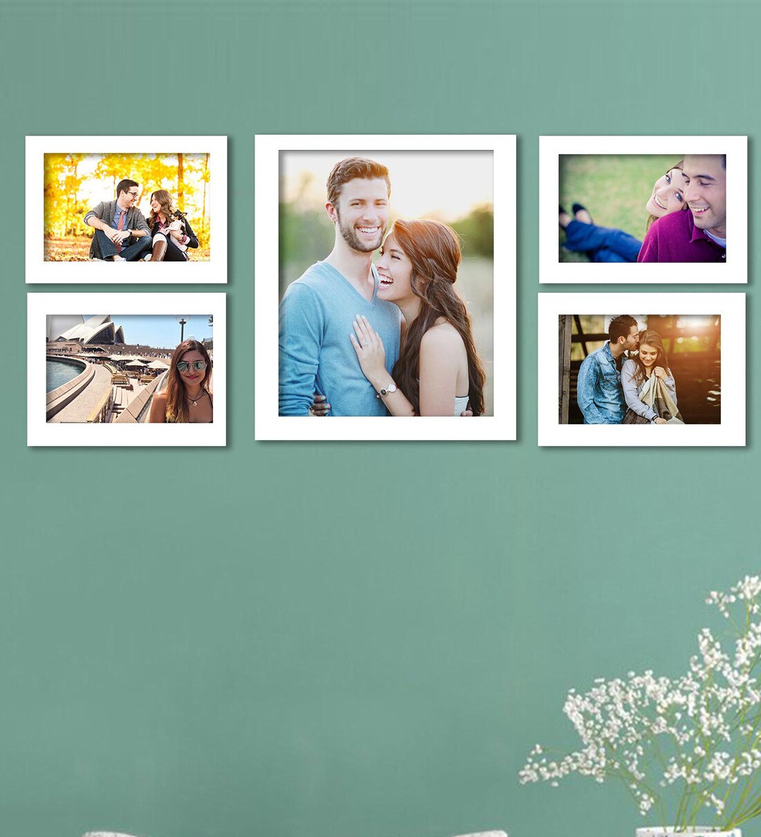 Buy White Synthetic Wood Elliana Set Of 5 Collage Photo Frames at 7% ...