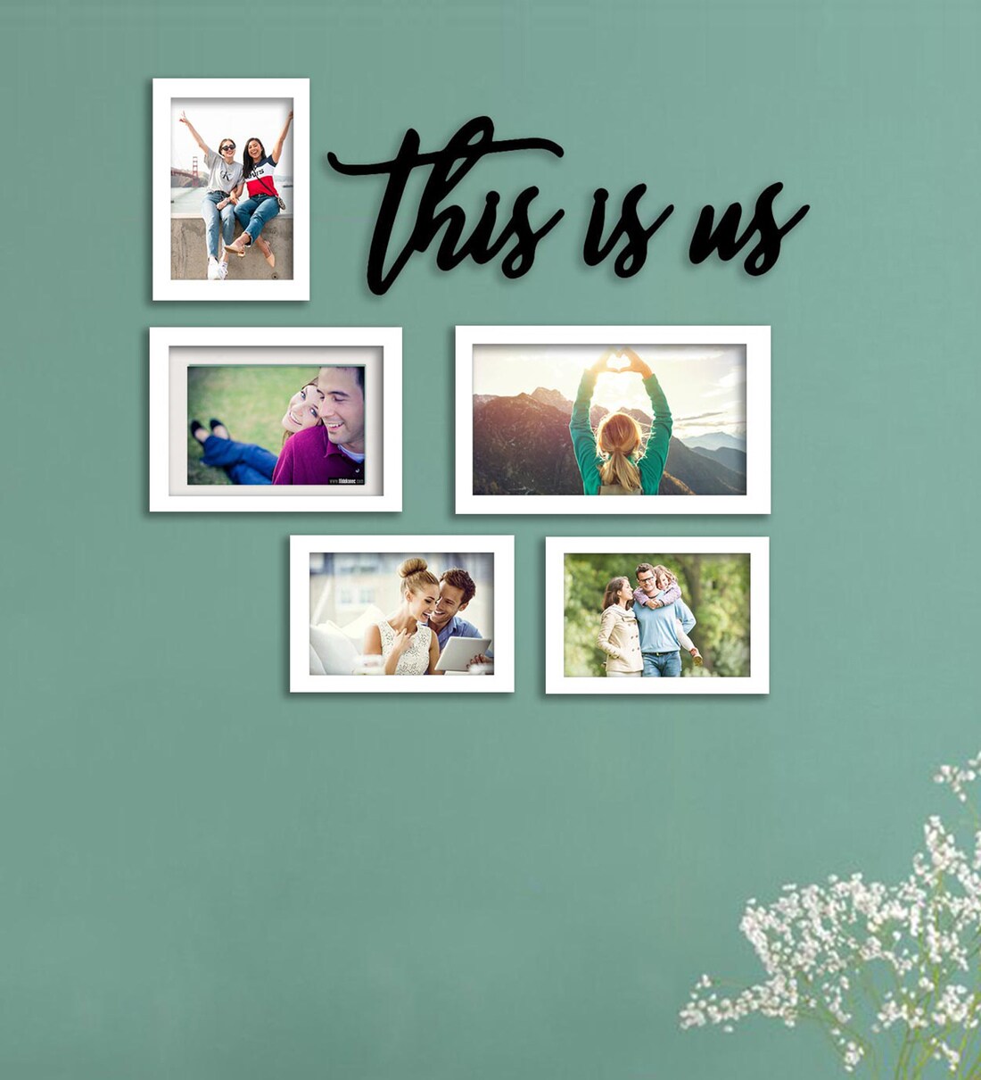 Buy White Synthetic Wood Charlie Set Of 5 Collage Photo Frames at 27% ...