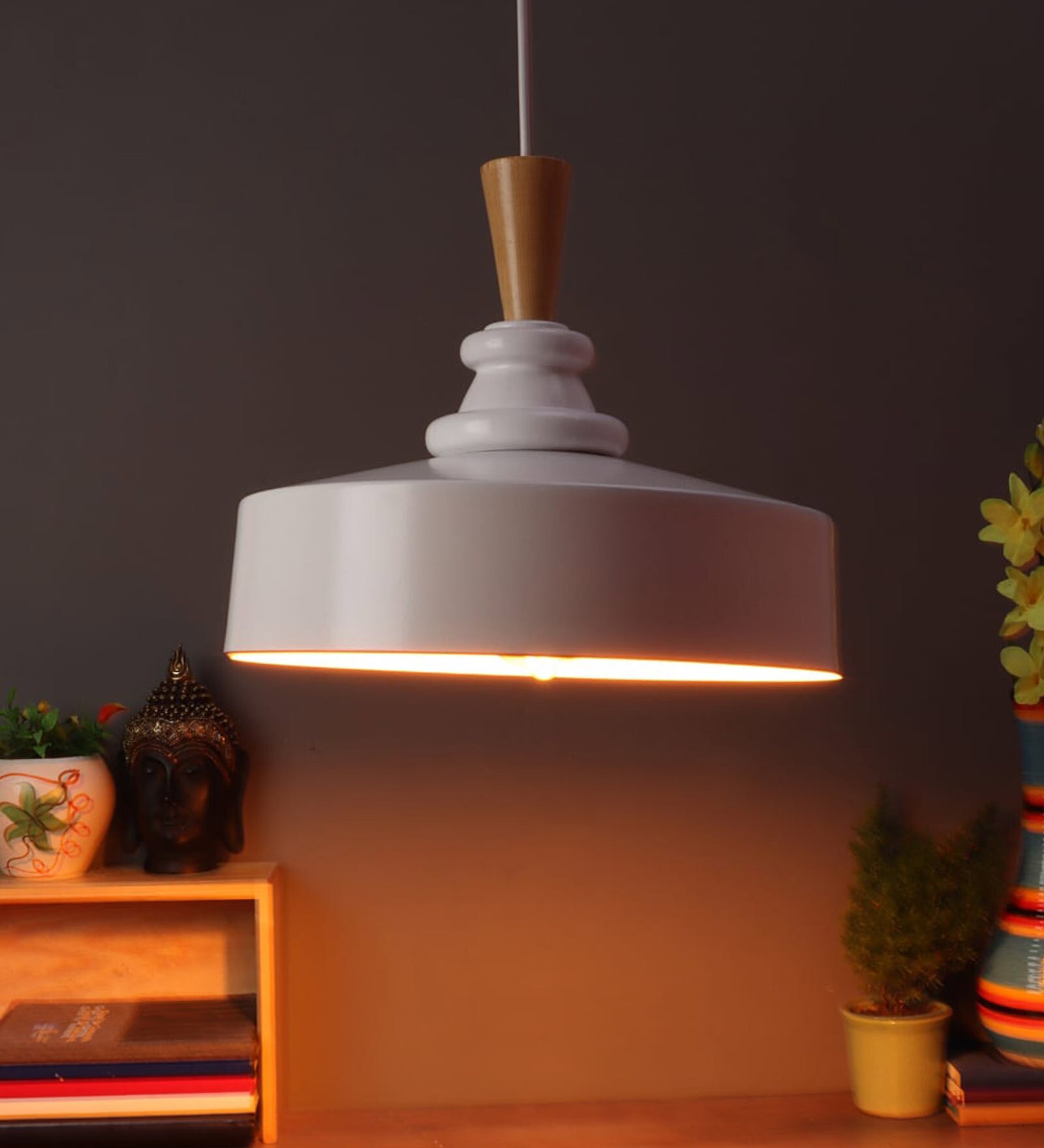 Buy White & Whit Aluminum Single Hanging Light by Moni Lights at 59% ...