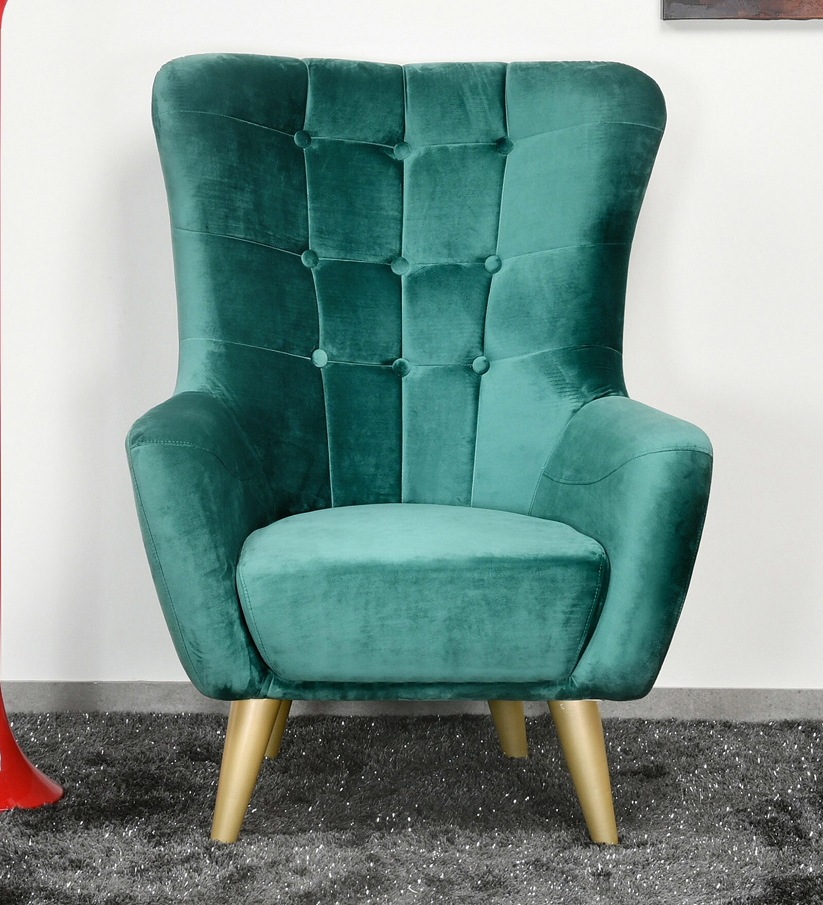Buy Windsor Fabric Full Back Lounge Chair in Green Colour Online - Full ...