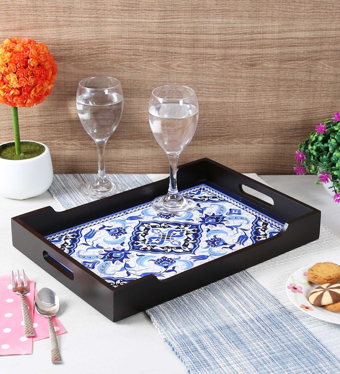 Buy Wooden Rectangle Serving Tray by Reinvention Factory Online ...