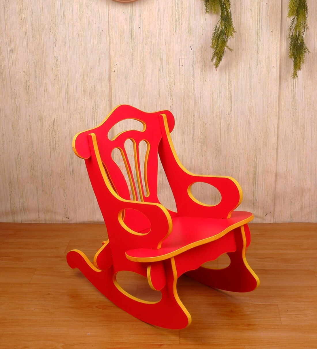 Buy Wooden Kids Rocking Chair in Red Colour by RayTrees Online - Cribs ...