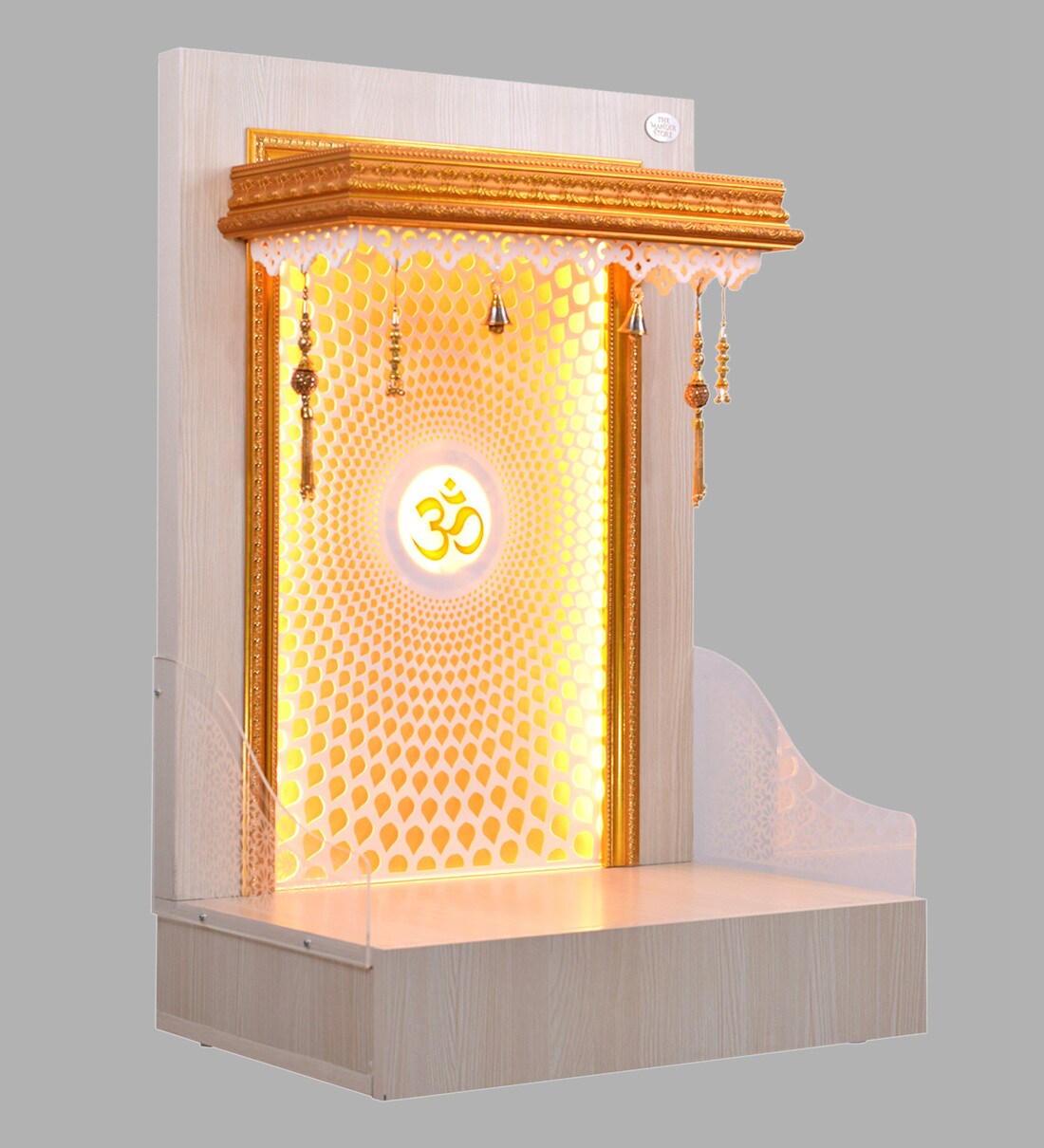 Buy Wooden Pooja Mandir In Pine Colour With LED By The Mandir Store ...