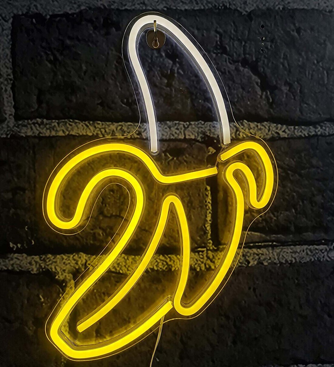 Buy Led Neon White & Yellow Banana Shaped Bubble Wall Sign For Cool ...