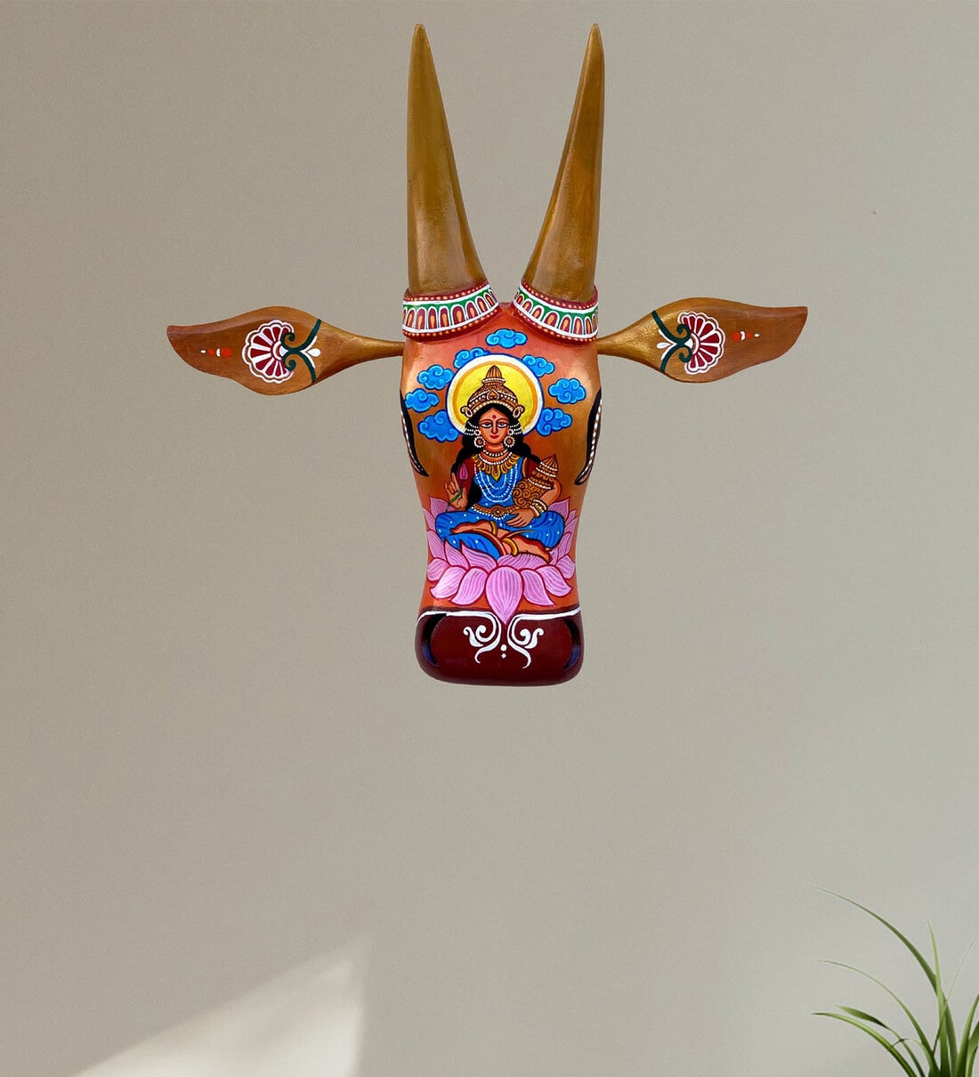 Buy Yellow Wooden 15 Inch Ochre Cow Head By Craftooba Online - Faux ...