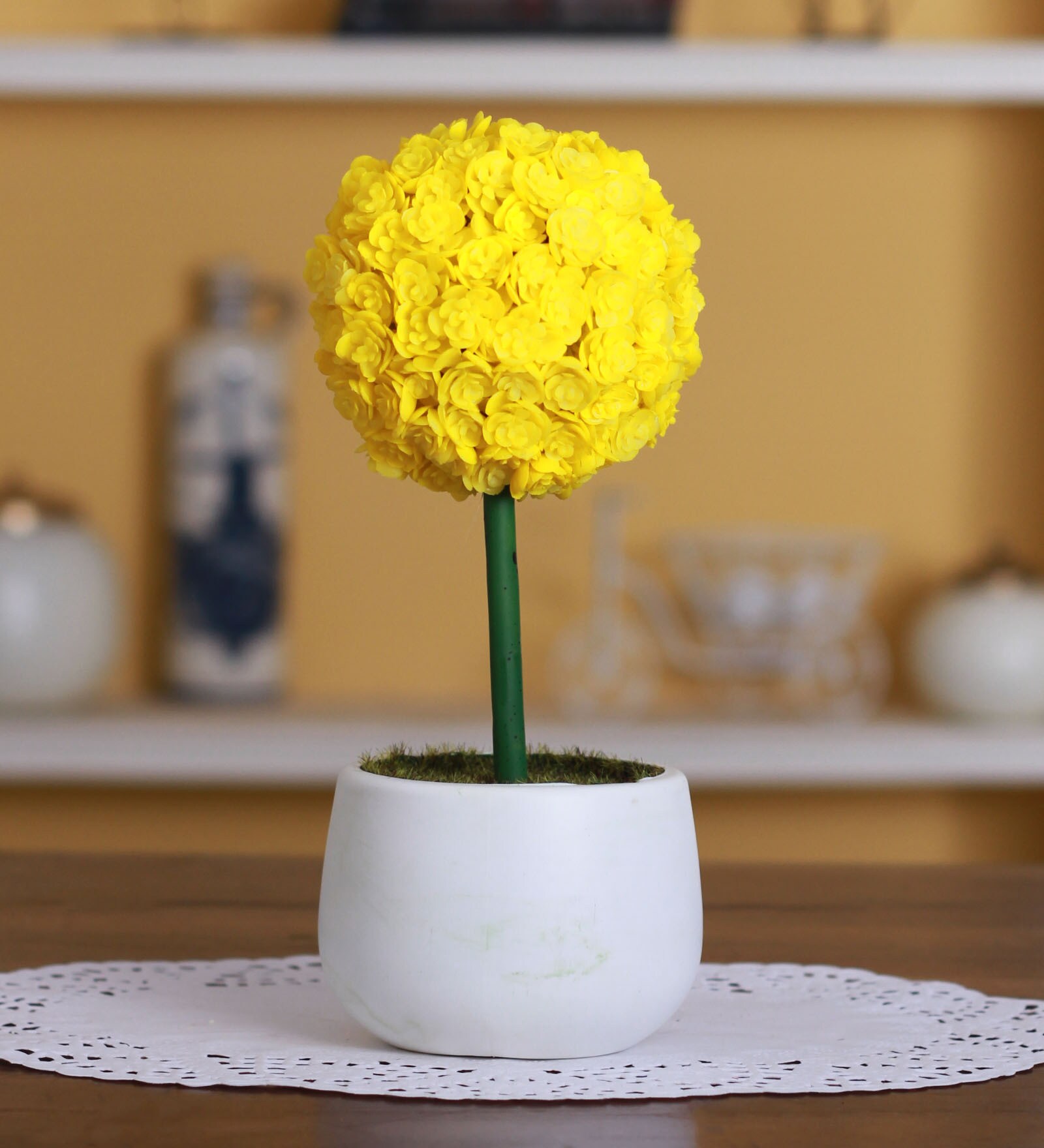 Buy Yellow Plastic & Melamine Real Touch Flowers with Melamine Pot by ...