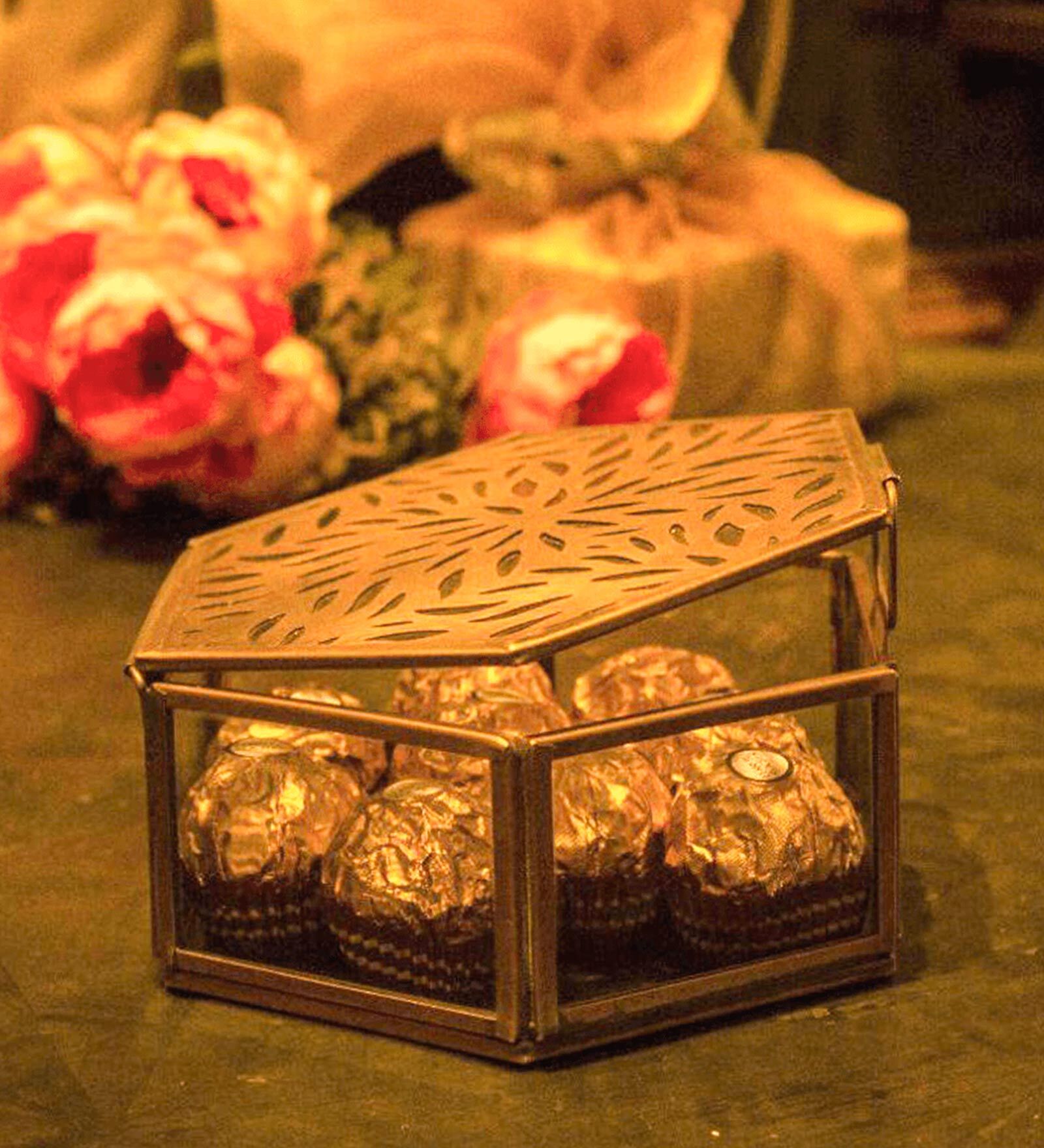 Buy Golden Glass Zahra Decorative Box at 3% OFF by Home4U | Pepperfry