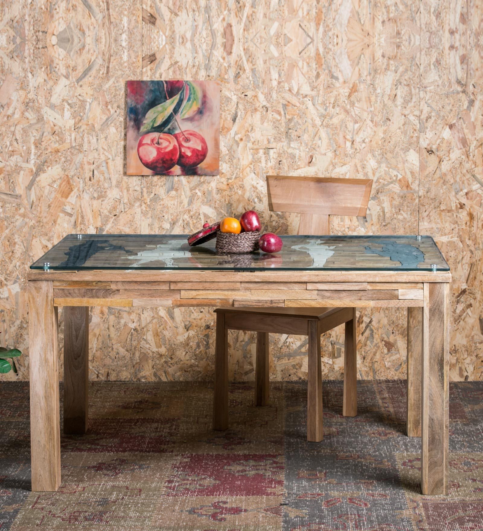 Buy Zevon Solid Wood Six Seater Dining Table in Natural Finish Online ...