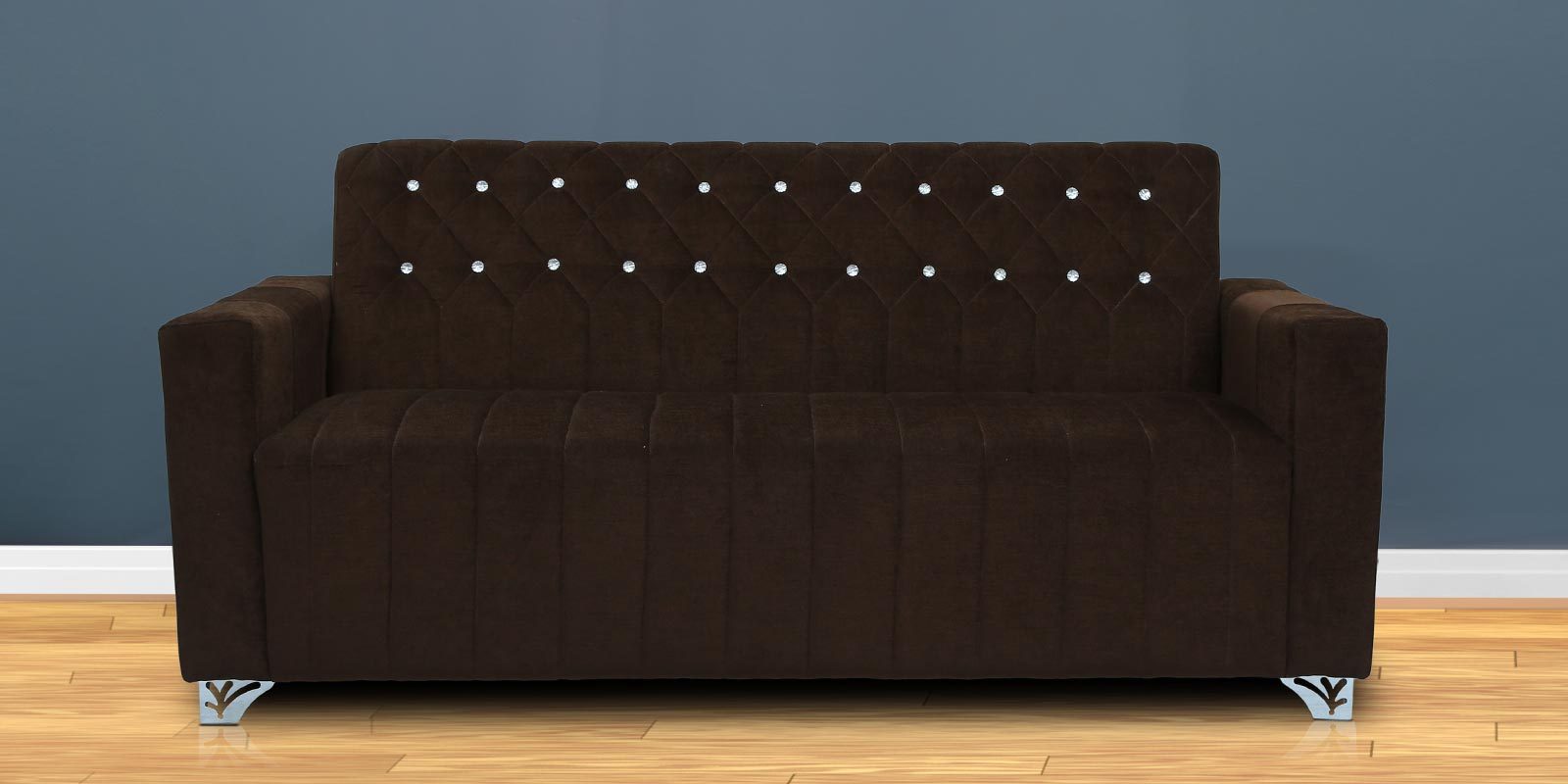 Buy Zeba Three Seater Sofa in Dark Brown Colour by Cloud9 Online - Sofa ...